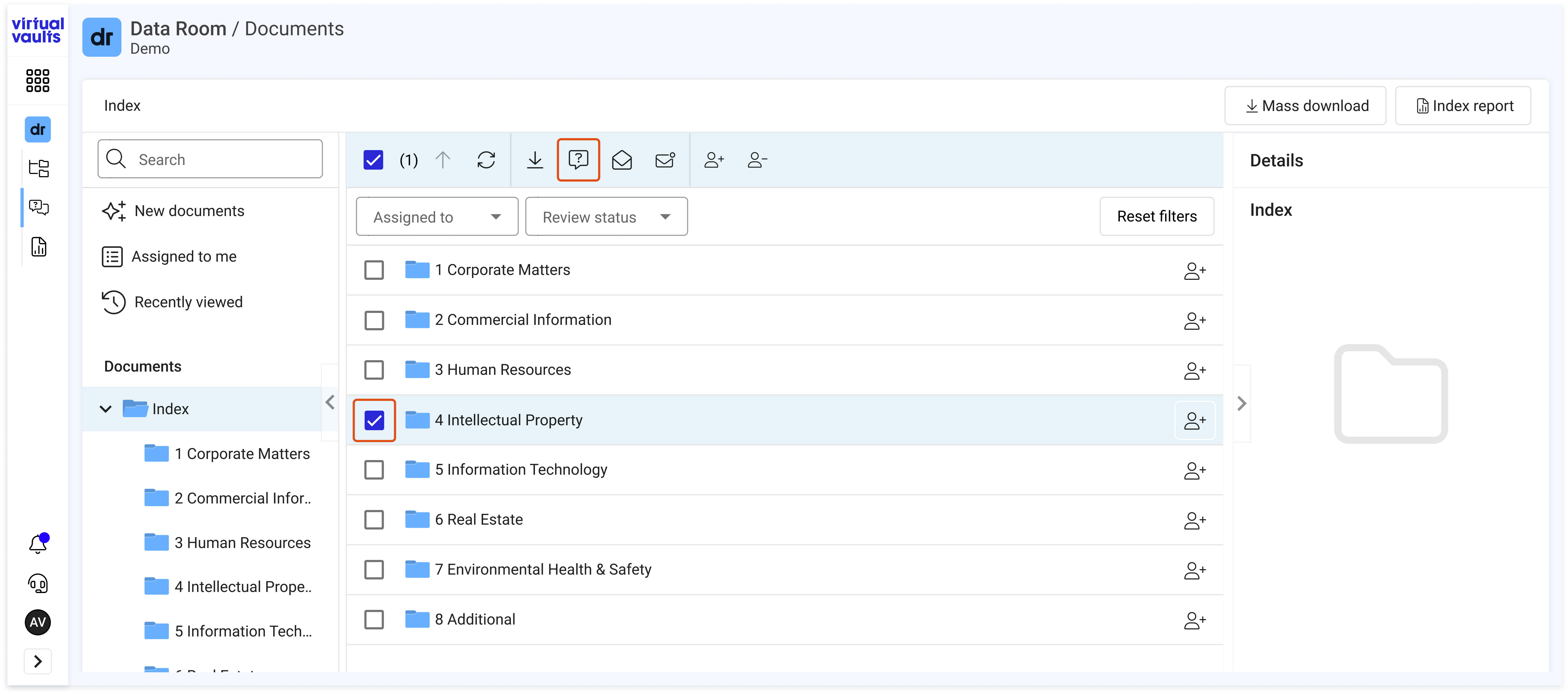 How to Ask a Question in the Data Room – Virtual Vaults Help Center